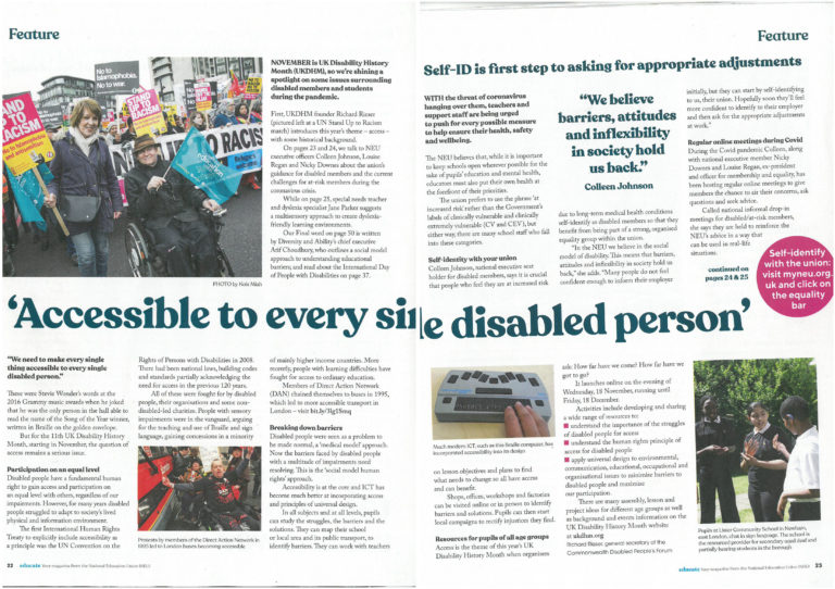 Article in Educate Magazine – UK Disability History Month